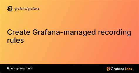 Create Grafana Managed Recording Rules Grafana Documentation
