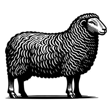 Suffolk Sheep Side View Vintage Retro Vector Icon Logo Design Stock