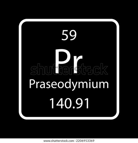 Praseodymium Symbol Chemical Element Periodic Table Stock Vector