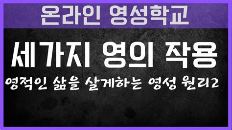 세가지 영의 원리와 작용 영적인 삶을 살게 하는 12가지 영성 원리 2 Youtube