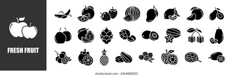 Fresh Fruit Icon Set Design Elements Stock Vector Royalty Free 2464808203 Shutterstock