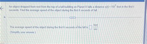 Solved An Object Dropped From Rest From The Top Of A Tall Chegg
