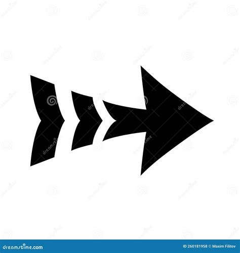 Sharp Dotted Arrow Icon Curved Arrow Vector Illustration Black Direction Pointer Stock