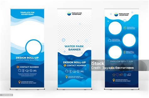 워터 파크 수영장 광고 및 수상 레크리에이션 현대적인 그래픽 디자인 추상파에 대한 배너 디자인 옵션 세트 물에 대한 스톡 벡터 아트 및 기타 이미지 Istock