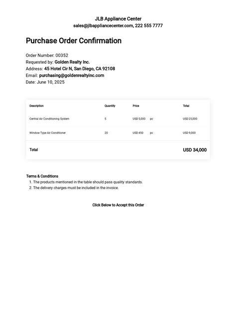 Order Confirmation Template Free