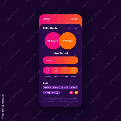 Color Guide Smartphone Interface Vector Template Mobile App Page Black