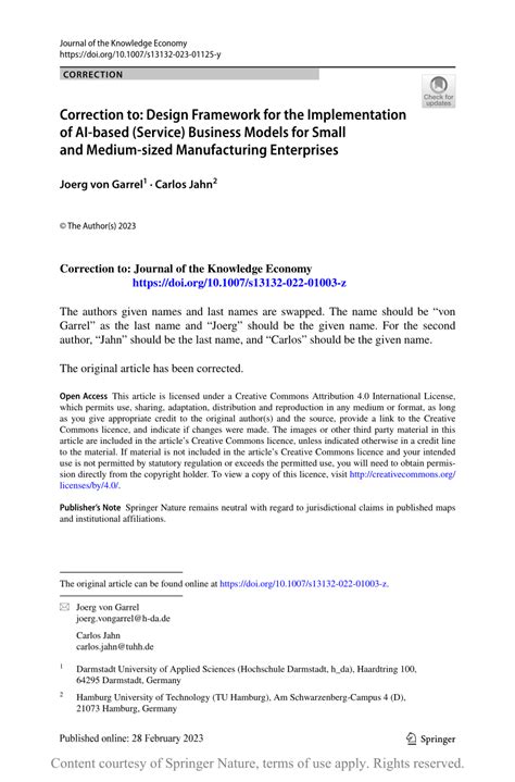 Pdf Correction To Design Framework For The Implementation Of Ai Based Service Business