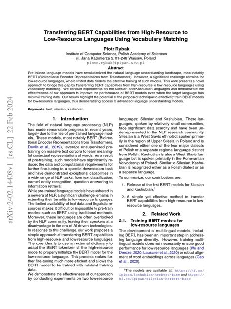 Transferring Bert Capabilities From High Resource To Low Resource