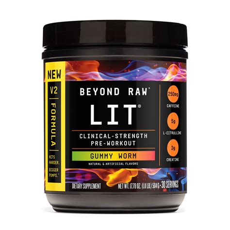 Beyond Raw® Lit V2 Pre Workout Gummy Worm 30 Servings Gnc