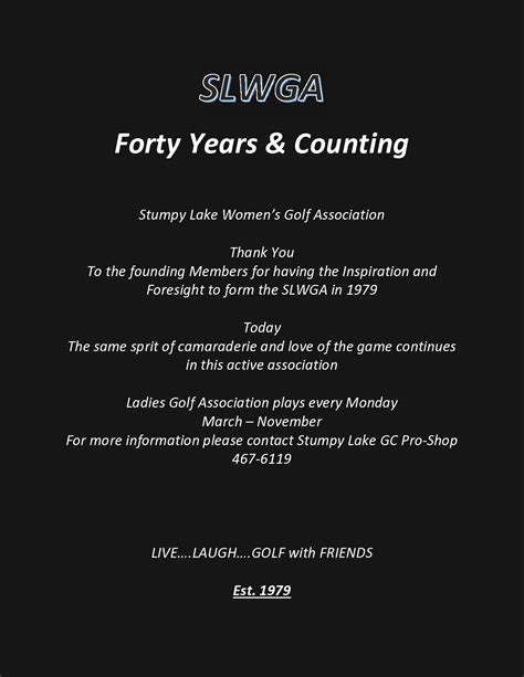 Womens Association Stumpy Lake Golf Course