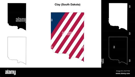 Clay County South Dakota Outline Map Set Stock Vector Image And Art Alamy