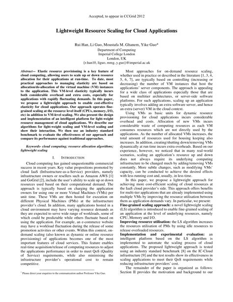 Pdf Lightweight Resource Scaling For Cloud Applications