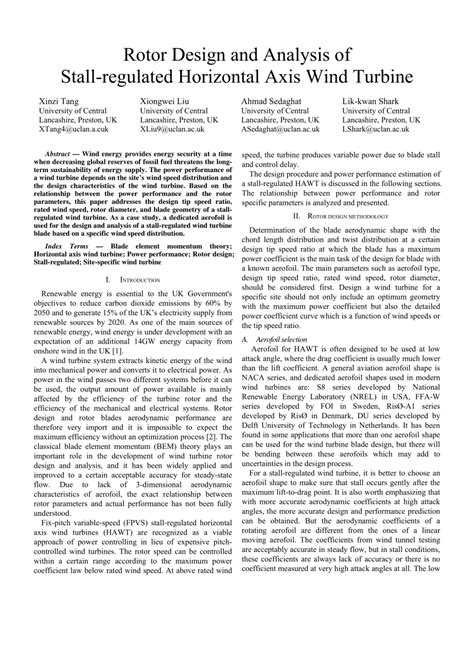 Pdf Rotor Design And Analysis Of Stall Regulated Horizontal Axis Wind Turbine