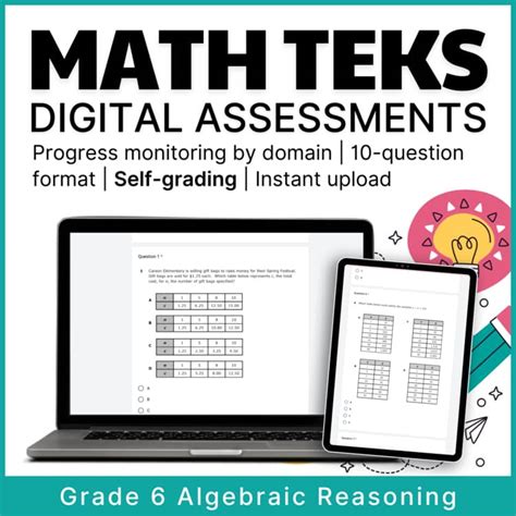 6th Grade Math Teks Standards Algebraic Reasoning Assessments Tpt