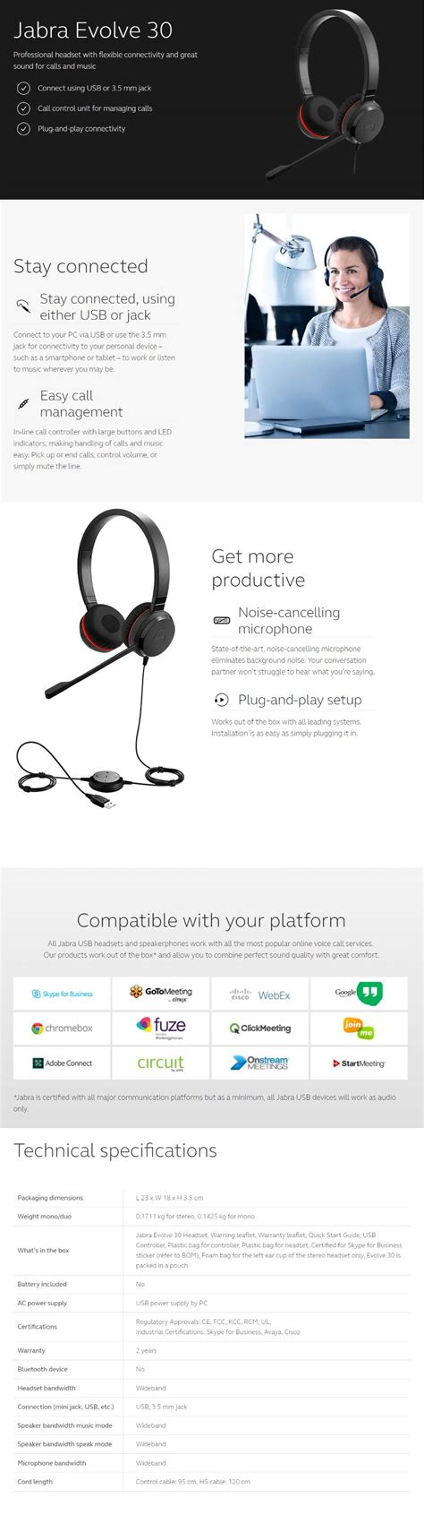 Jabra Evolve Ii Ms Stereo Usb Business Headset Mwave