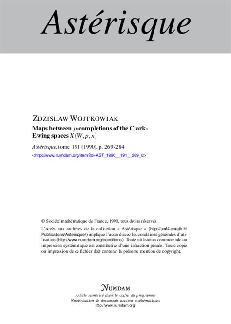 Pdf Maps Between P Completions Of The Clark Ewing Spaces X W P N