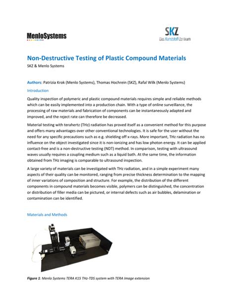 Non Destructive Testing Of Plastic Compound