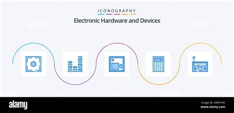 Devices Blue 5 Icon Pack Including Equipment Math Cam Device Calculate Stock Vector Image