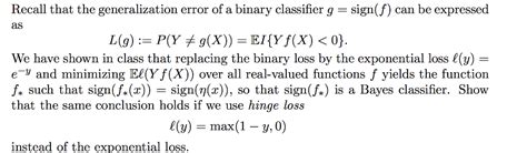 Recall That The Generalization Error Of A Binary