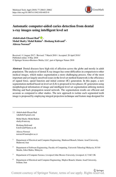 Automatic Computer Aided Caries Detection From Dental X Ray Images Using Intelligent Level Set