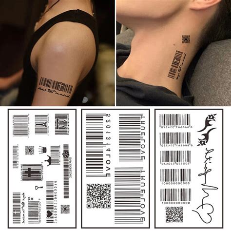 Water Transfer Barcode Waterproof Temporary Tattoo Stickers Body Art