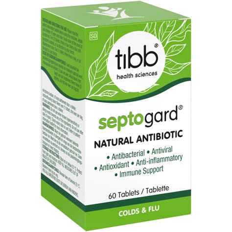 Tibb Septogard Natural Cold And Flu Antibiotic Tablets 60 Pack Immune Support Vitamins