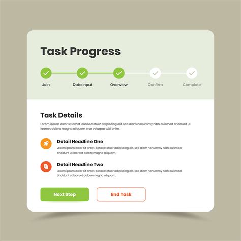 Task Progress Steps Controller Or Tracker Ui Design With Summary Text For Mobile And Web