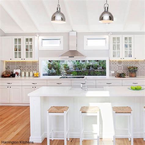 Beautiful Hamptons Style Kitchen Mixed Tile Backsplash Home