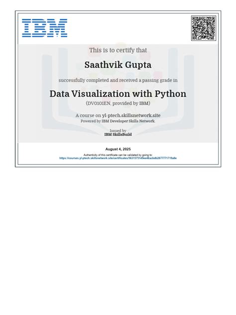 Ibm Skillsbuild Certificate Data Visualization Pdf