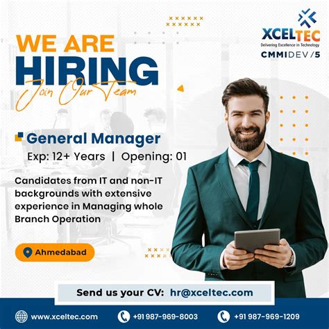 Xceltec A Cmmi Level 5 Company On Linkedin Xceltec Hiringalert Generalmanagerposition
