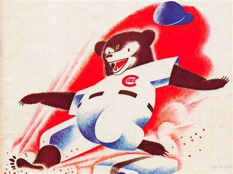 Chicago Cubs Sliding Cub Vintage Baseball Art By Row One Brand Wall Art