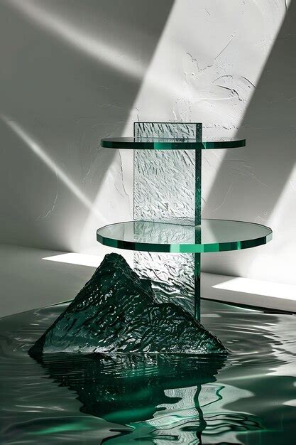 Premium Photo Interlocking Triangular Glass Product Stand With Etched Texture Two Creative