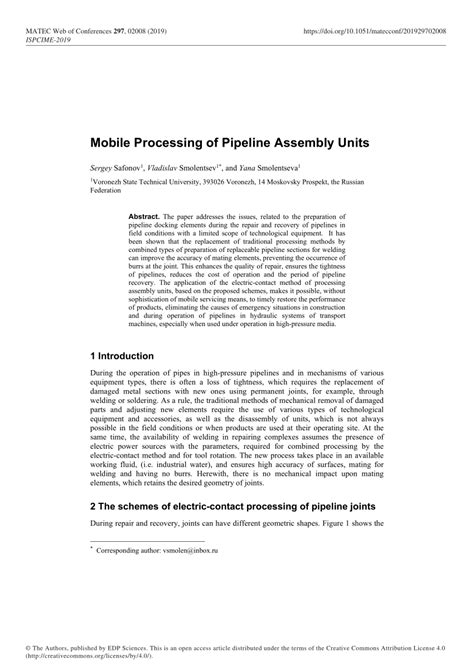 Pdf Mobile Processing Of Pipeline Assembly Units