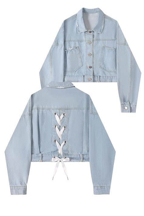 Back Ribbons Denim Women Jacket Harajuku Aesthetic Harajuku Aesthetic