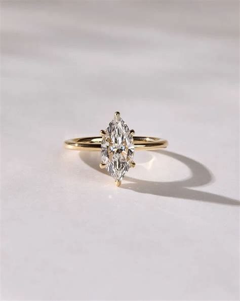 Marquise Lab Grown Diamond Igi Certify Ring For Anniversary 14k Yellow