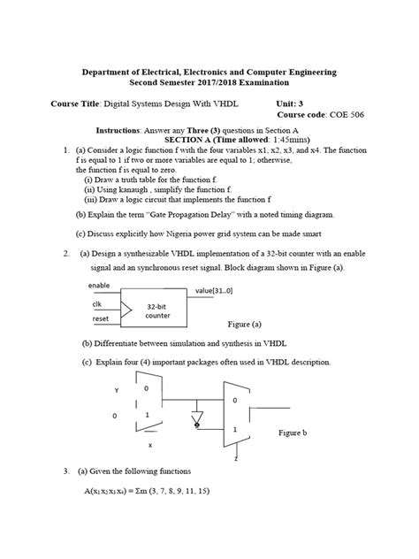 Coe506bexam17 18 Vhdl Pdf Vhdl Logic Synthesis