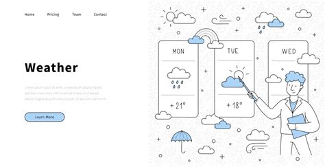Weather Widget Web Forecast App Ui Template Vector Image