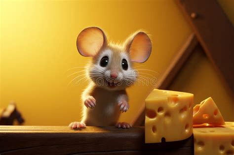 Cartoon Mouse Tales Animated Adventures Of A Tiny Mouse And Cheese Stock Illustration