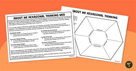 About Me Hexagonal Thinking Activity Teach Starter