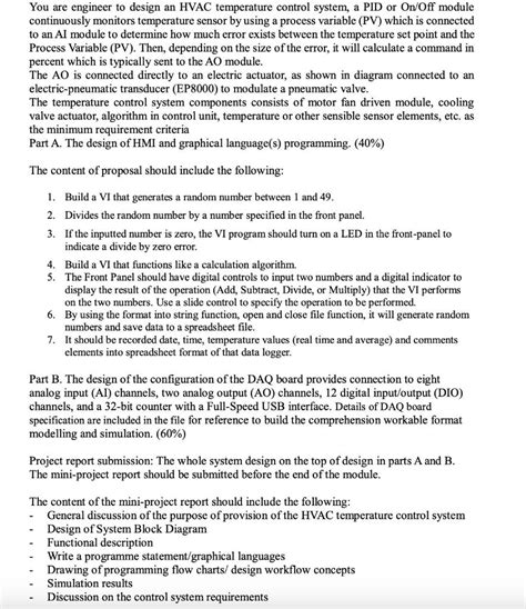 You Are Engineer To Design An Hvac Temperature