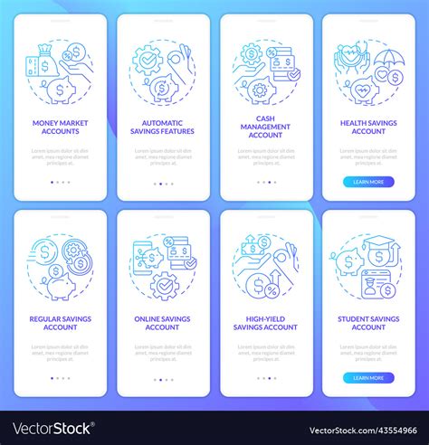 Saving Accounts Types Blue Gradient Onboarding Vector Image