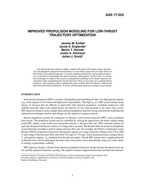 Pdf Improved Propulsion Modeling For Low Thrust Trajectory Optimization