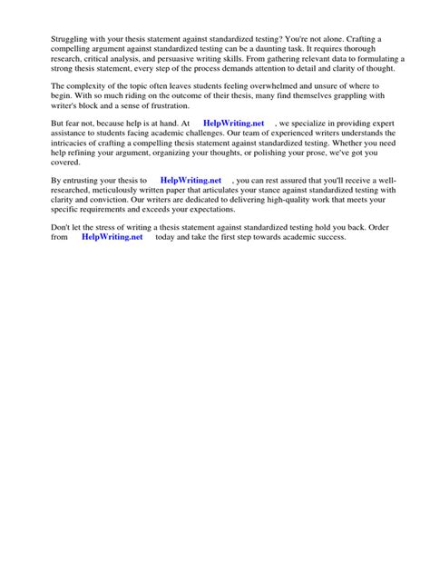 Thesis Statement Against Standardized Testing Pdf Standardized Thesis Statement Against Standardized Testing Pdf Standardized