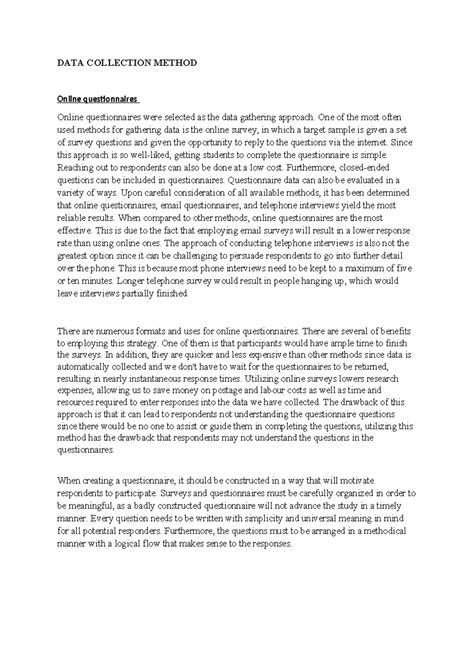 Data Collection Method Data Collection Method Online Questionnaires Online Questionnaires Were