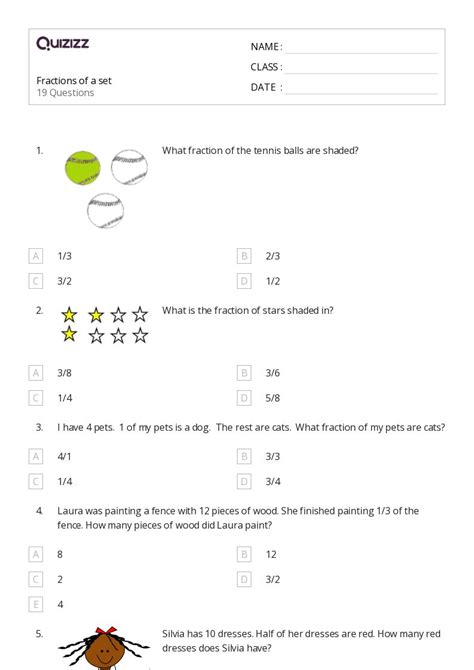 50 Fractions As Parts Of A Set Worksheets For 3rd Class On Quizizz