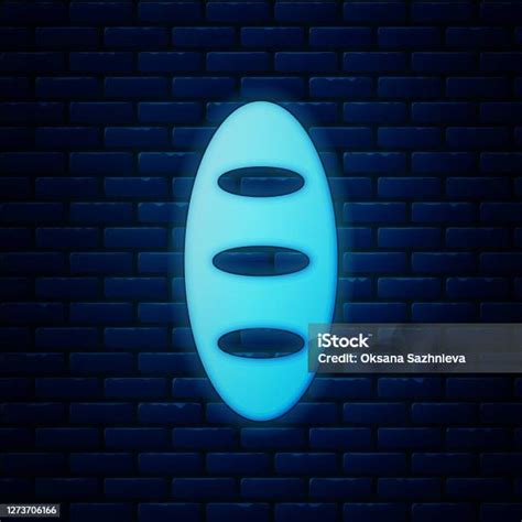 벽돌 벽 배경에 고립 된 빛나는 네온 빵 덩어리 아이콘 벡터 개념에 대한 스톡 벡터 아트 및 기타 이미지 개념 건강한 생활방식 건강한 식생활 Istock