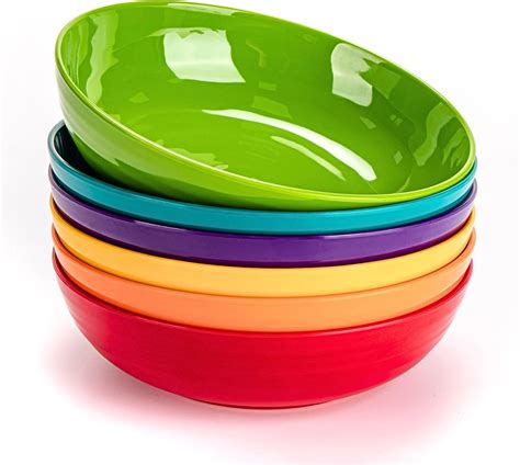 Miyopesi 8 Inch Melamine Salad And Pasta Bowls Set Of 6 Unbreakable