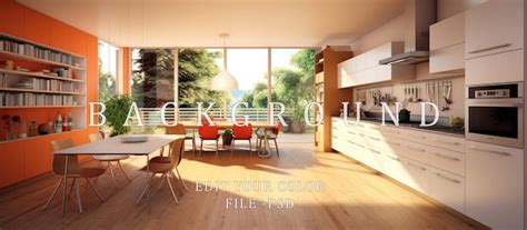 Premium Psd Classroom Home Interior Kitchen Room With Wooden Floor