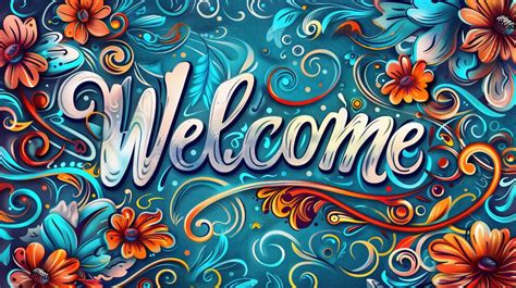 A Colorful Graphic With A Stylized Welcome Text Surrounded By