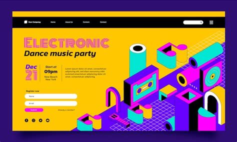 전자 음악 이벤트 초대장 템플릿 무료 벡터